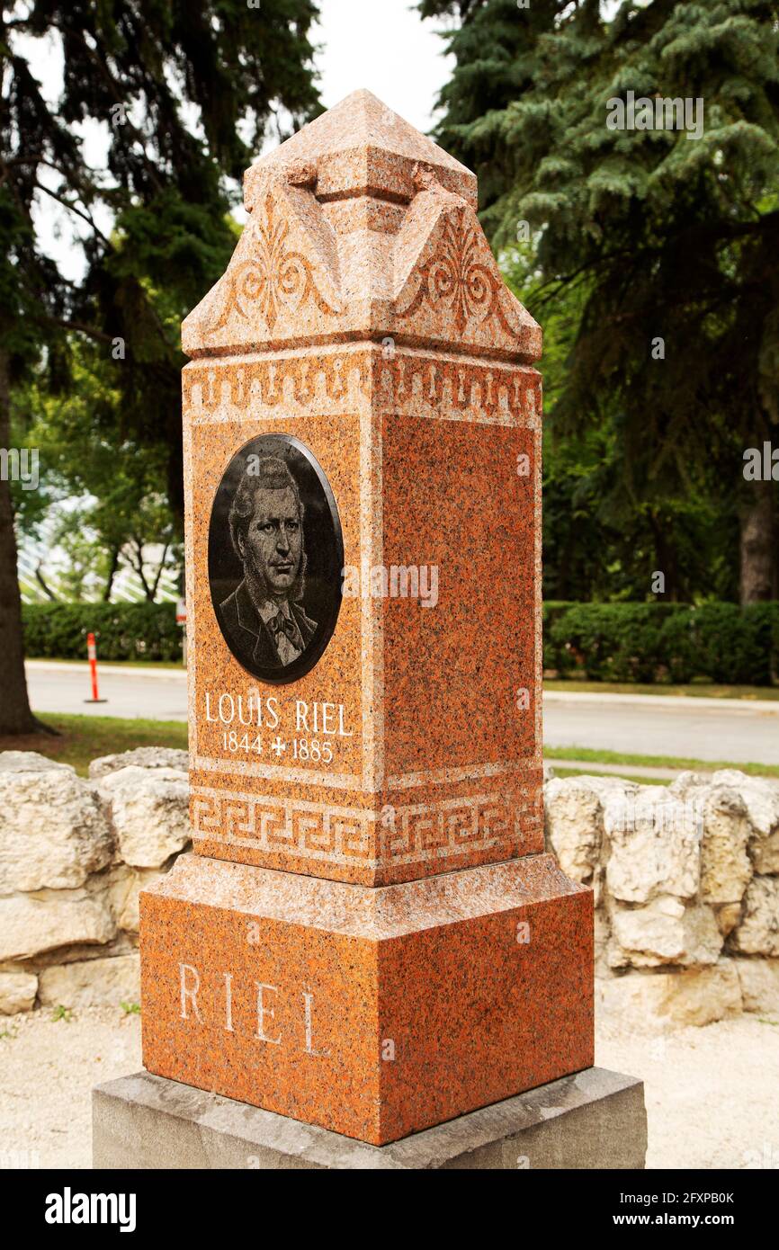 Headstone on the grave of Louis Riel in Winnipeg, Canada. The memorial ...