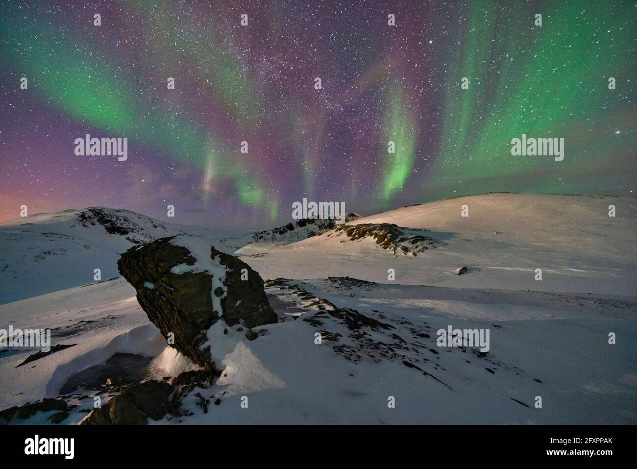 Aurora borealis or northern lights with milky way galaxy hi-res stock ...