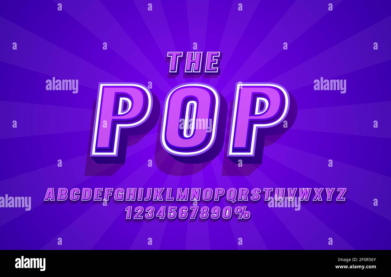 Pop Retro font set collection, letters and numbers symbol. Vector ...