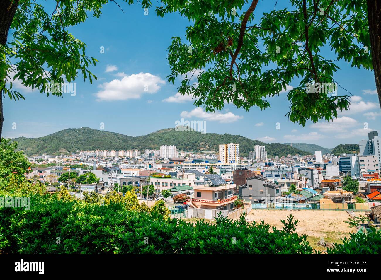 Panoramic view of Gimhae city from Bonghwangdae Park in Gimhae, Korea ...