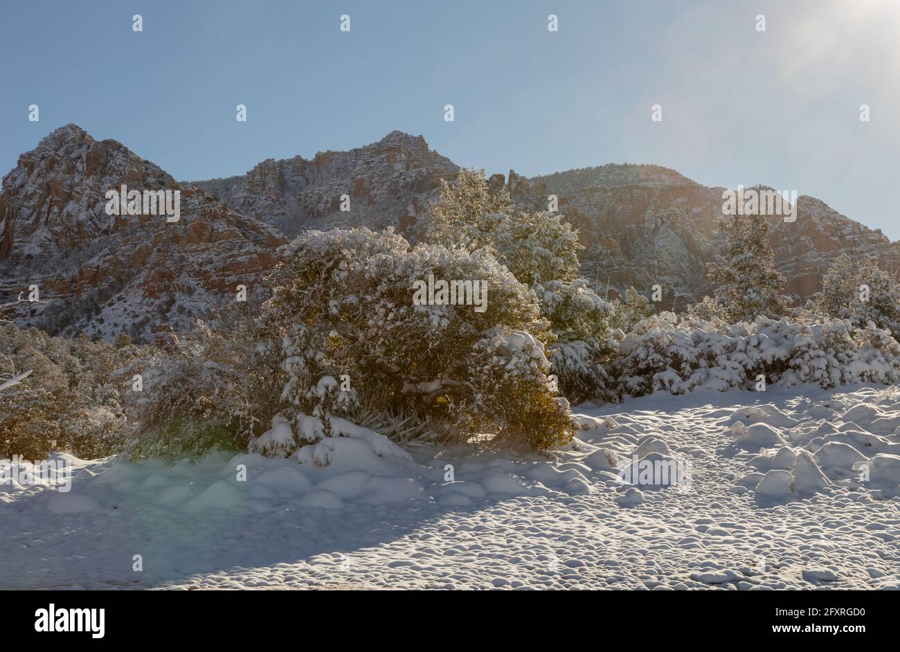 Scenic Snow Covered Winter Landscape in Sedona Arizona Stock Photo - Alamy