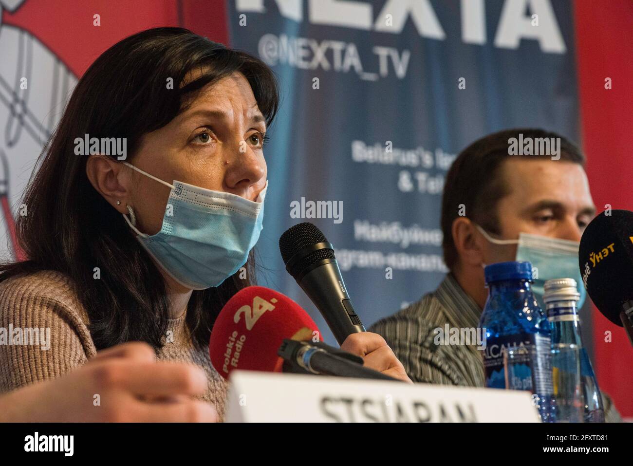 Natalya Protasevich, mother of Roman Protasevich speaks during the ...