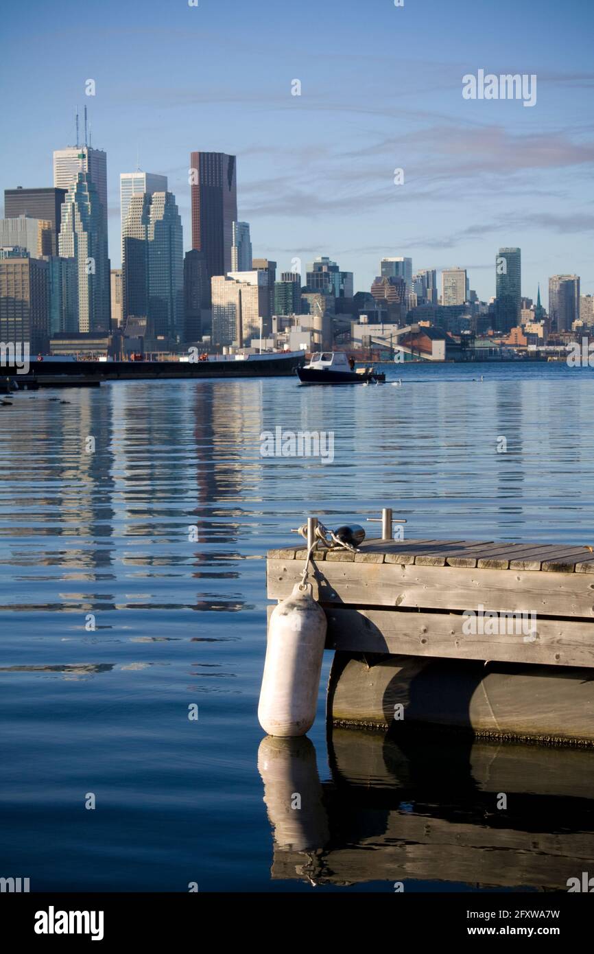 View of toronto skyline at night from the docks hi-res stock ...