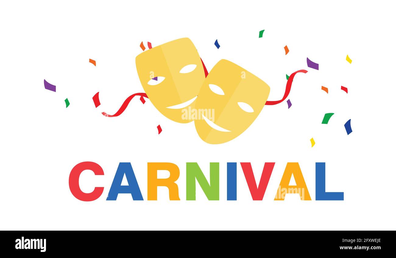 Carnival card or banner with confetti. Typography design Stock Vector ...