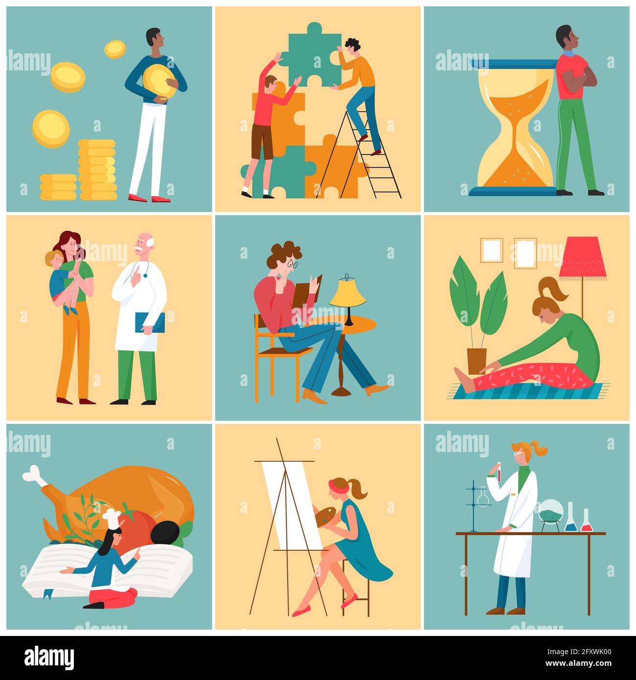 Man reading book set Stock Vector Images - Alamy