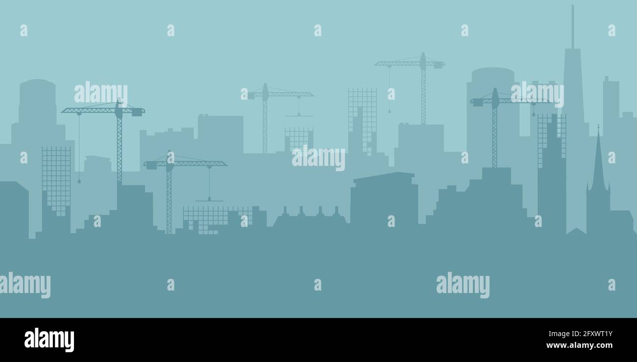 Abstract Industrial Skyline. Panoramic Industrial Construction ...
