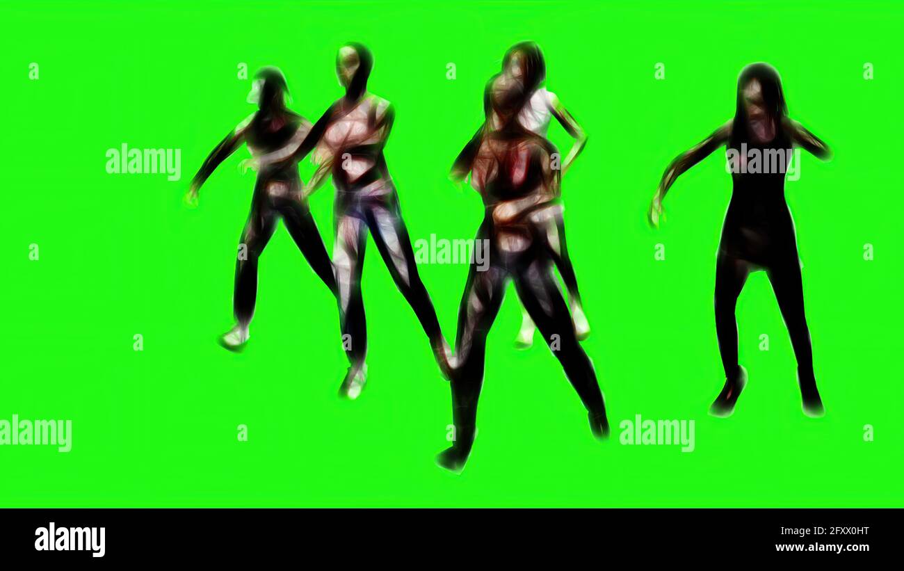3d illustration - Creepy zombies in bloody clothes on the green screen ...