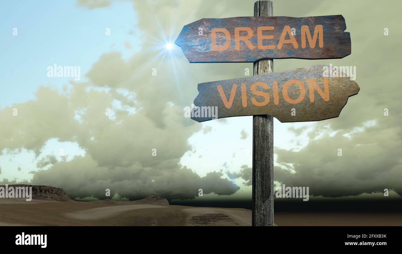 3d illustration of Wooden way direction sign Stock Photo - Alamy