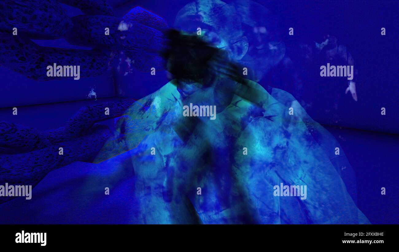 3d illustration - Horror Zombie with Effects, mixed media of two CG ...