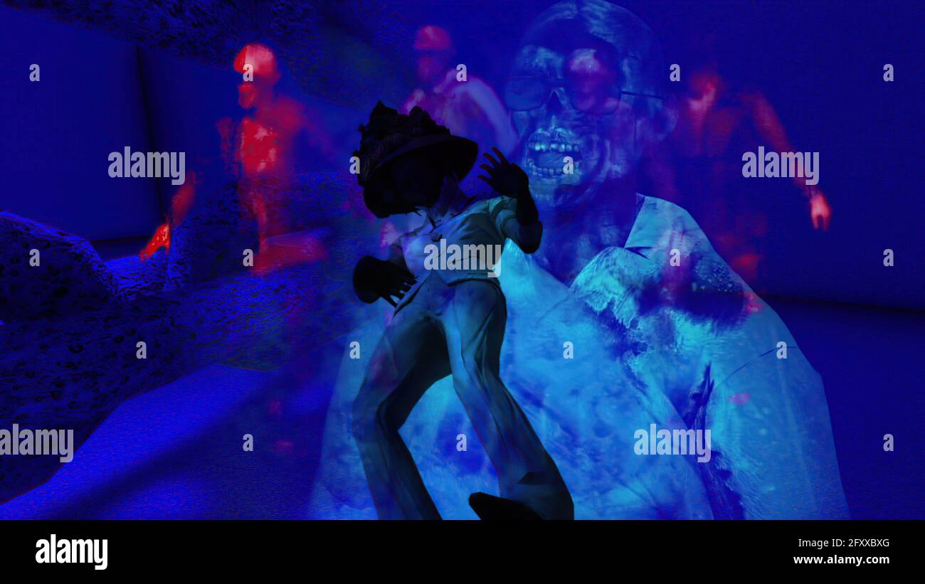 3d illustration - Horror Zombie with Effects, mixed media of two CG ...