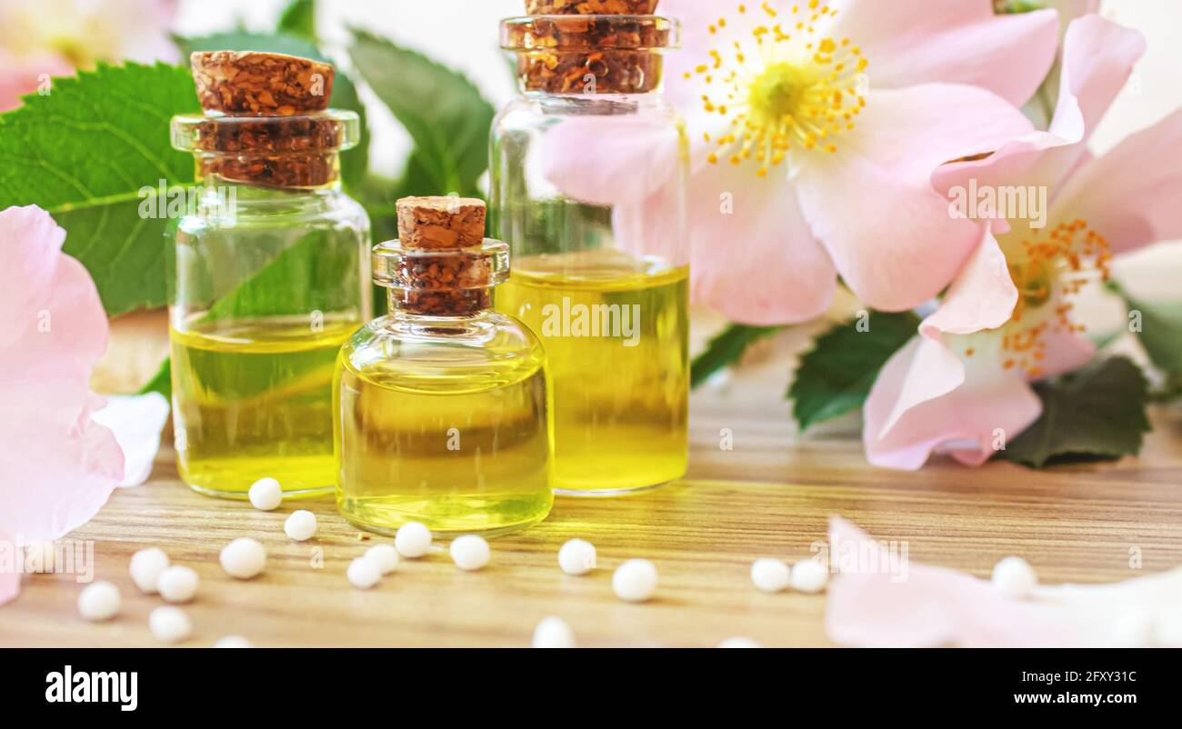 rosehip extract in bottles. Homeopathy. Selective focusnature Stock ...