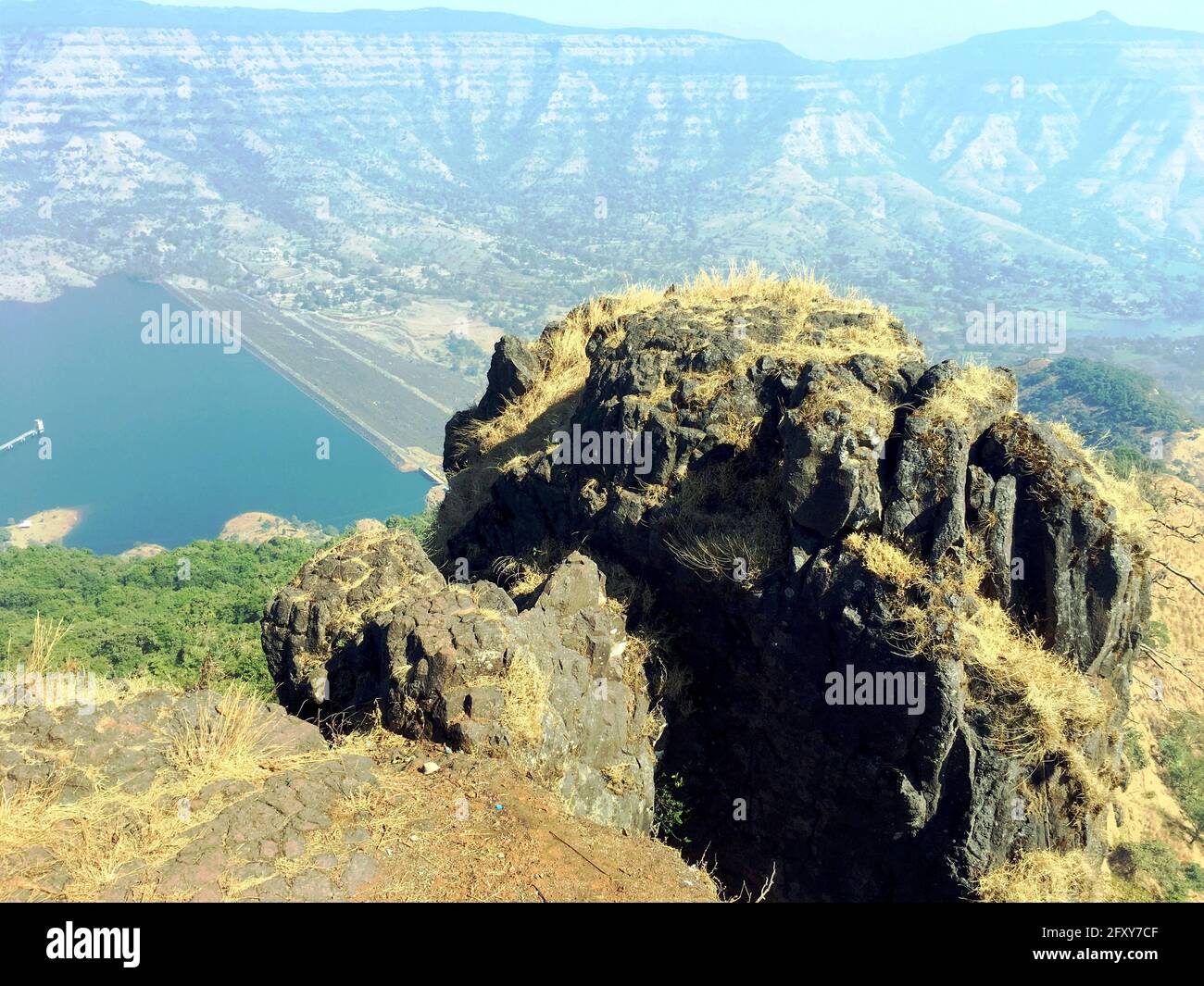 View of Kate's Point and Dhom Dam in Mahabaleshwar, Maharashtra, India ...