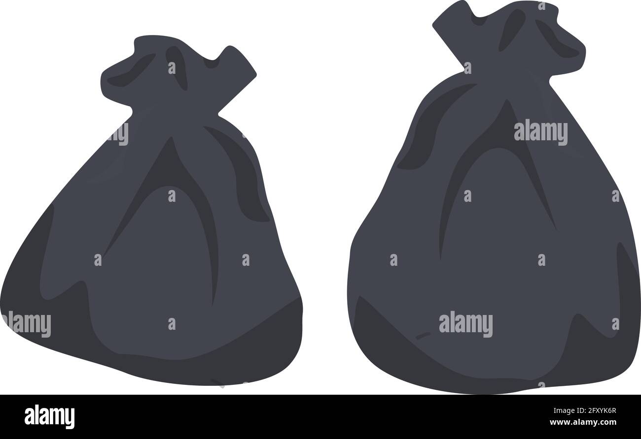 Packages with garbage. Big black plastic bags with wastes isolated on ...