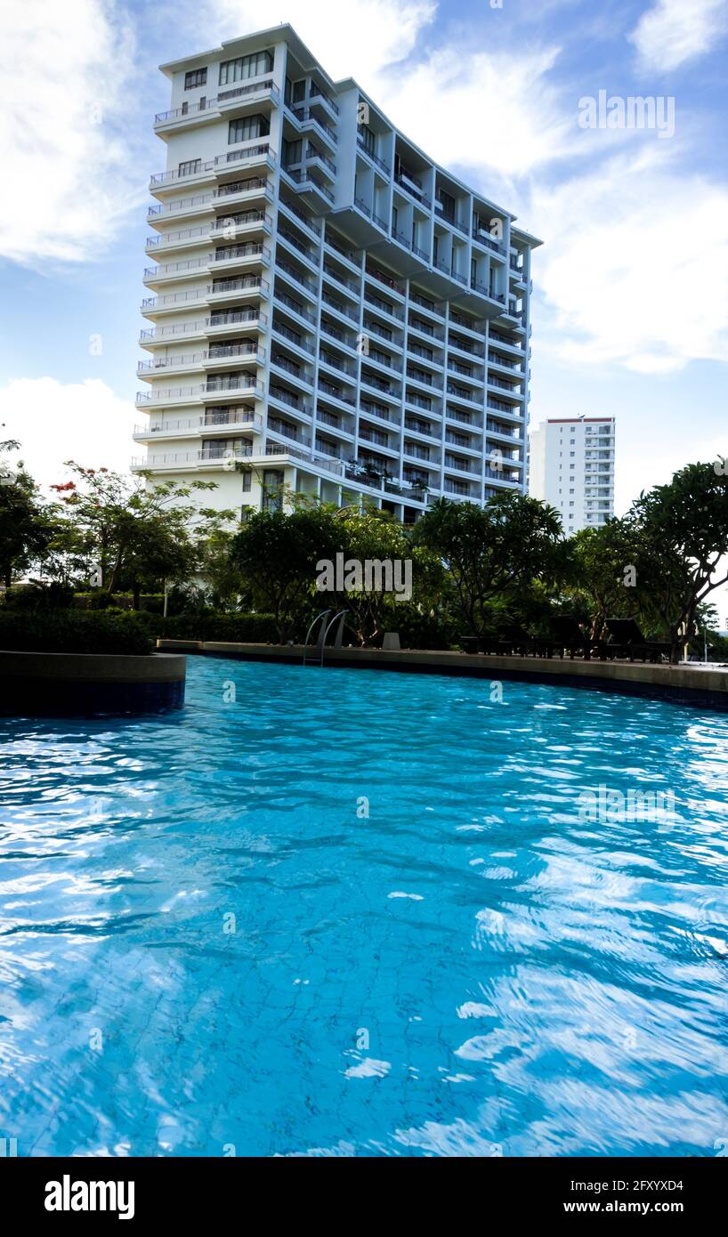 A Low Vantage Point to the high rise building view from the swimming ...