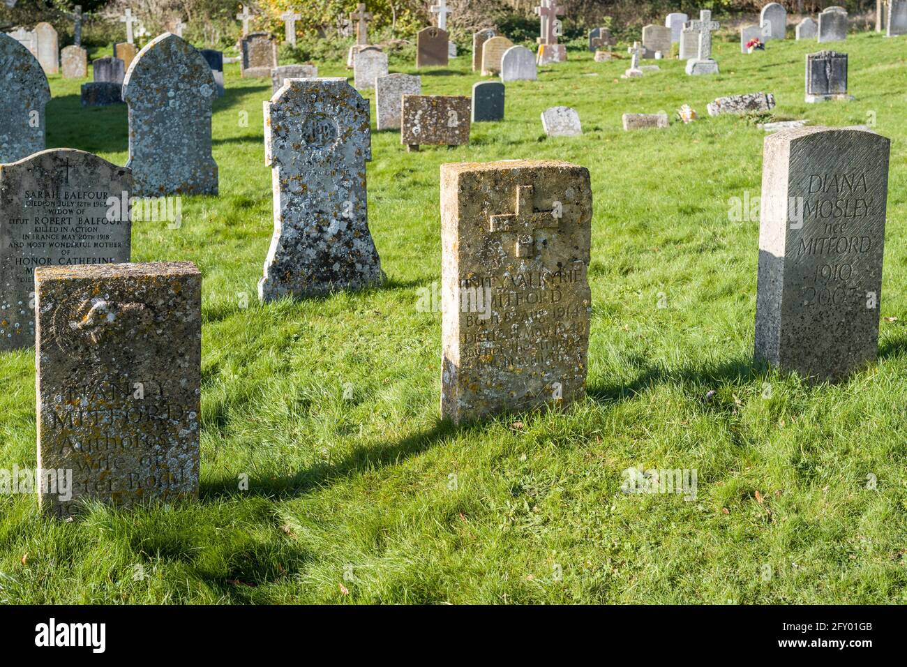 Headstones of graves of famous Mitford family - Nancy, Unity and Diana ...