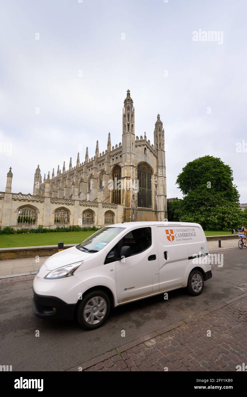 University van in front of King's College Cambridge Stock Photo - Alamy