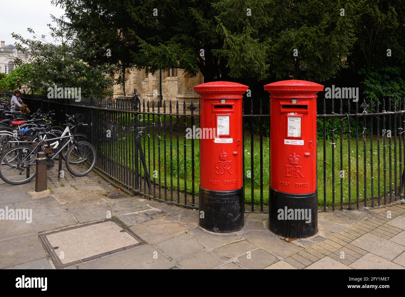 Two post boxes on a street corner in Cambridge, England Stock Photo - Alamy
