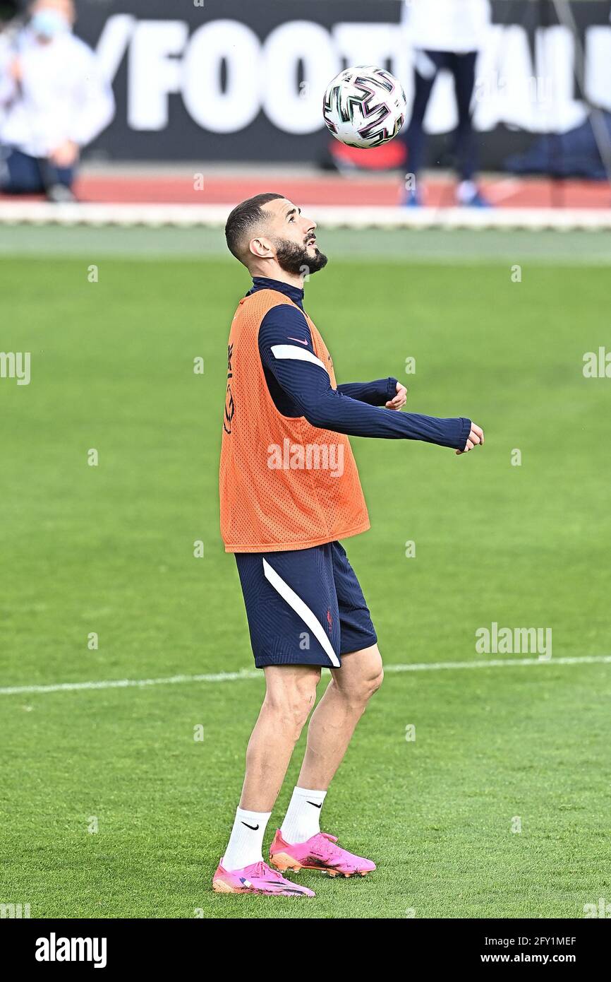 Karim Benzema of France during the France training session at Centre ...