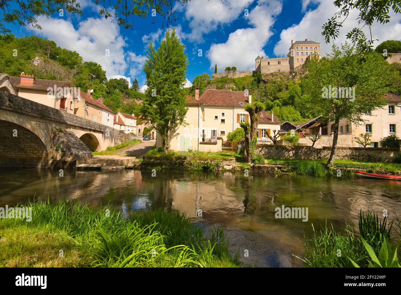 Beautiful village of Mailly-le-Chateau in Burgundy in France Stock ...