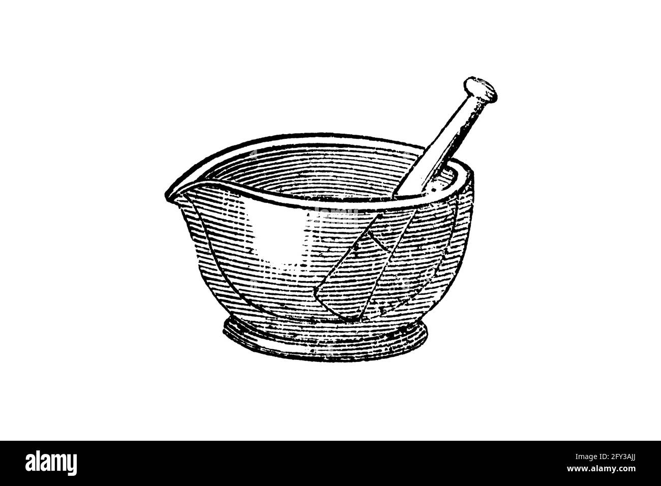 Laboratory Mortar And Pestle Drawing