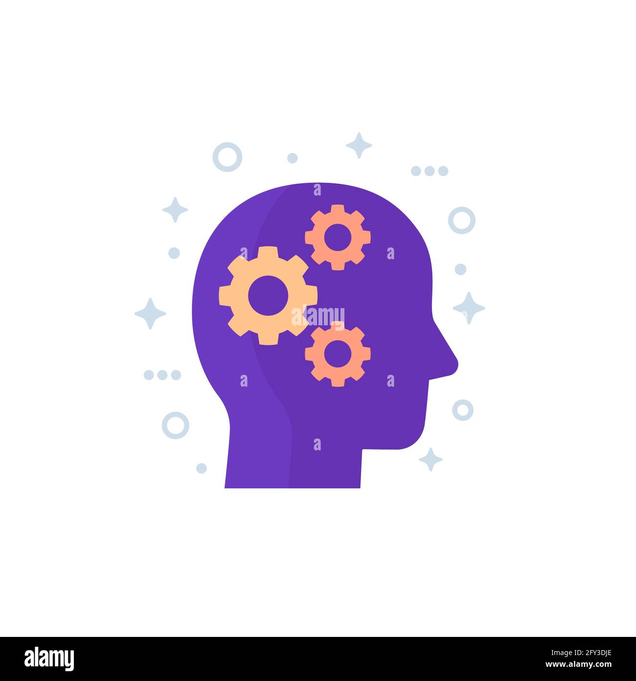 thinking, gears in a head icon, vector Stock Vector Image & Art - Alamy
