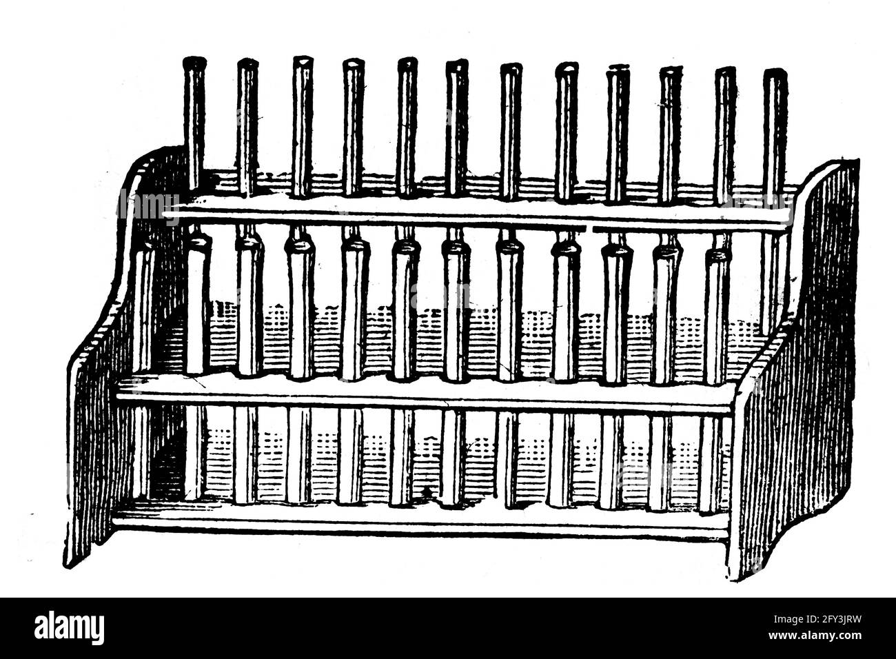 TEST TUBE RACK – 1897 Original Vintage Engraved Illustration Stock ...