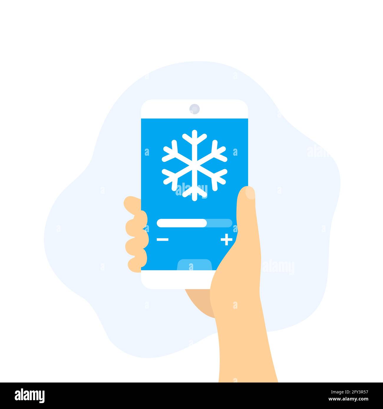 cooling control app, smartphone in hand, vector Stock Vector Image ...