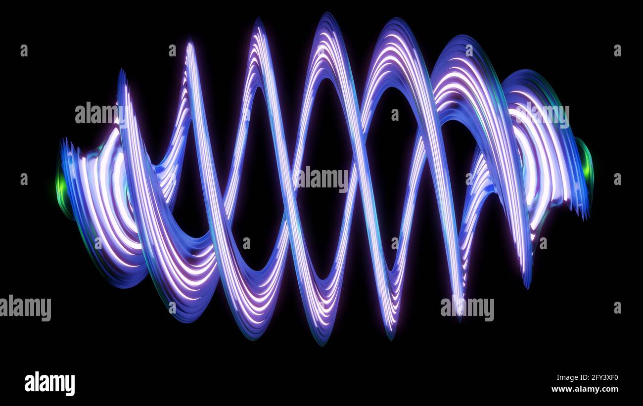 3d render of abstract neon shiny swirl or spiral spring isolated on ...