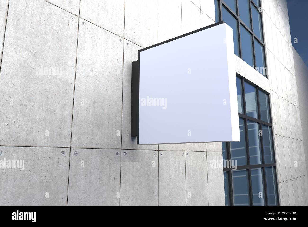 Closeup view of a blank square shaped billboard with a white space ...