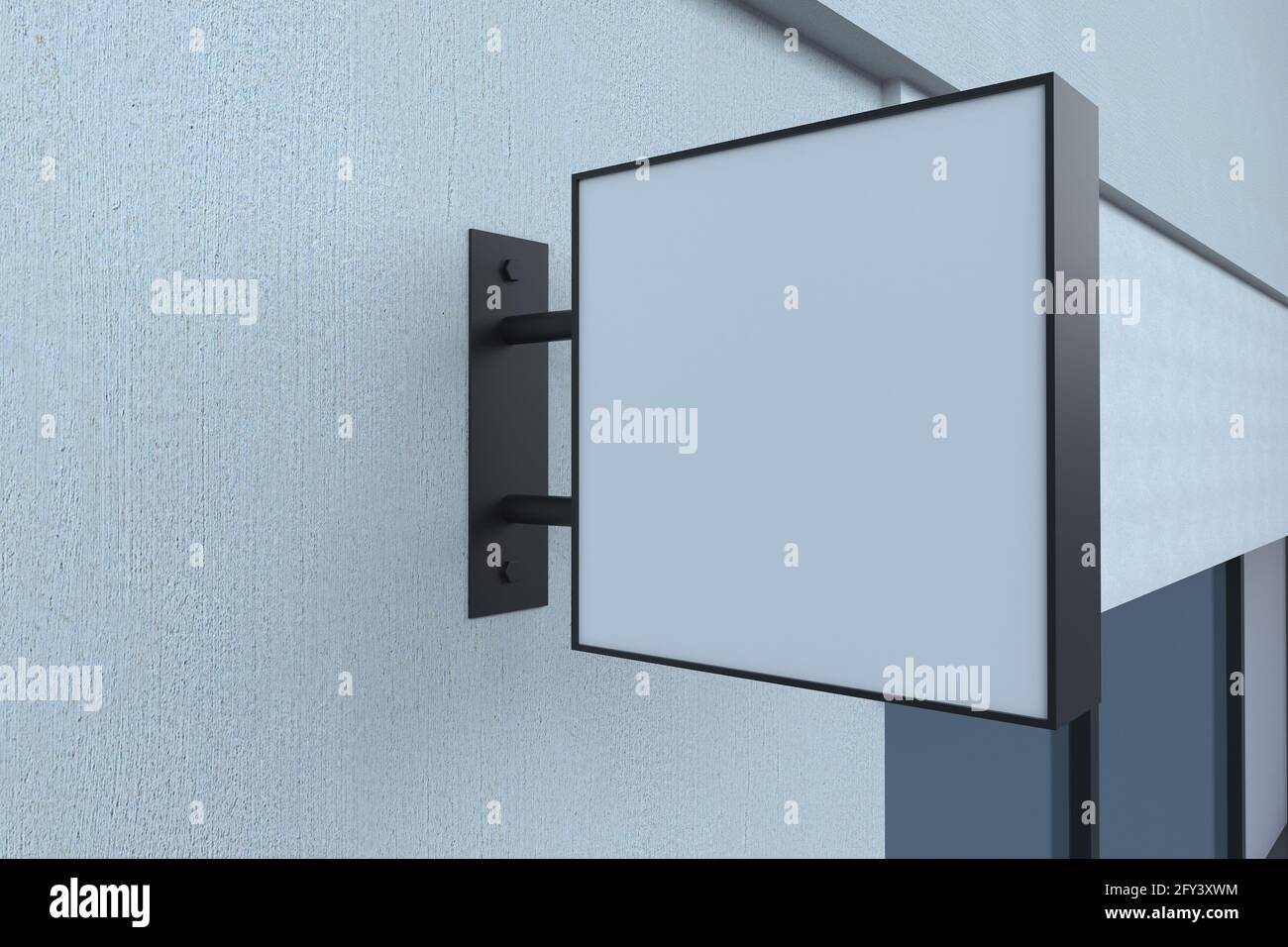 Closeup view of a blank square shaped billboard with a white space ...