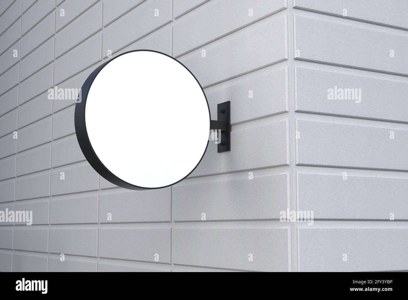 Closeup view of a blank circle shaped billboard with a white space ...