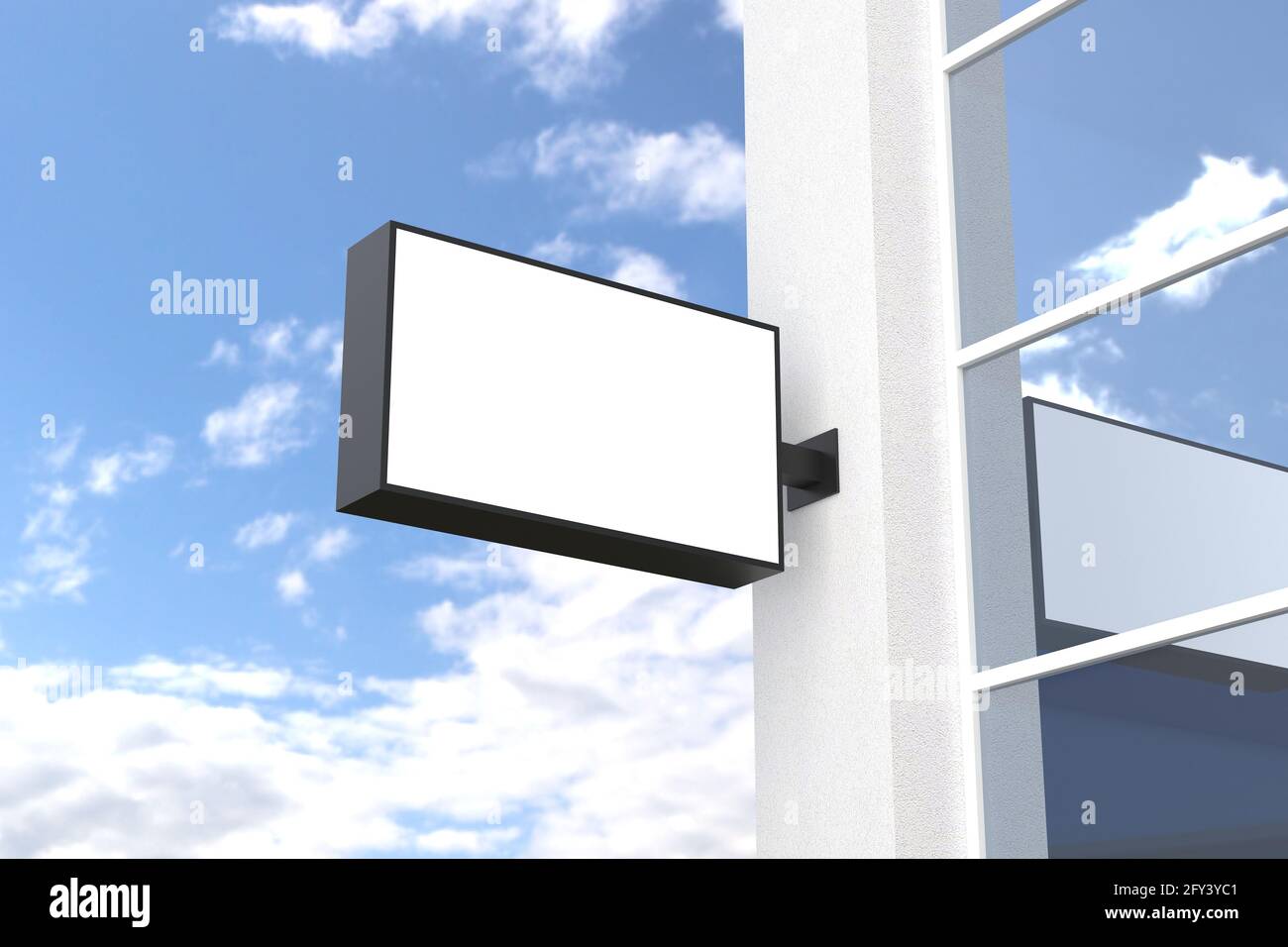 Closeup view of a blank rectangular shaped billboard with a white space ...