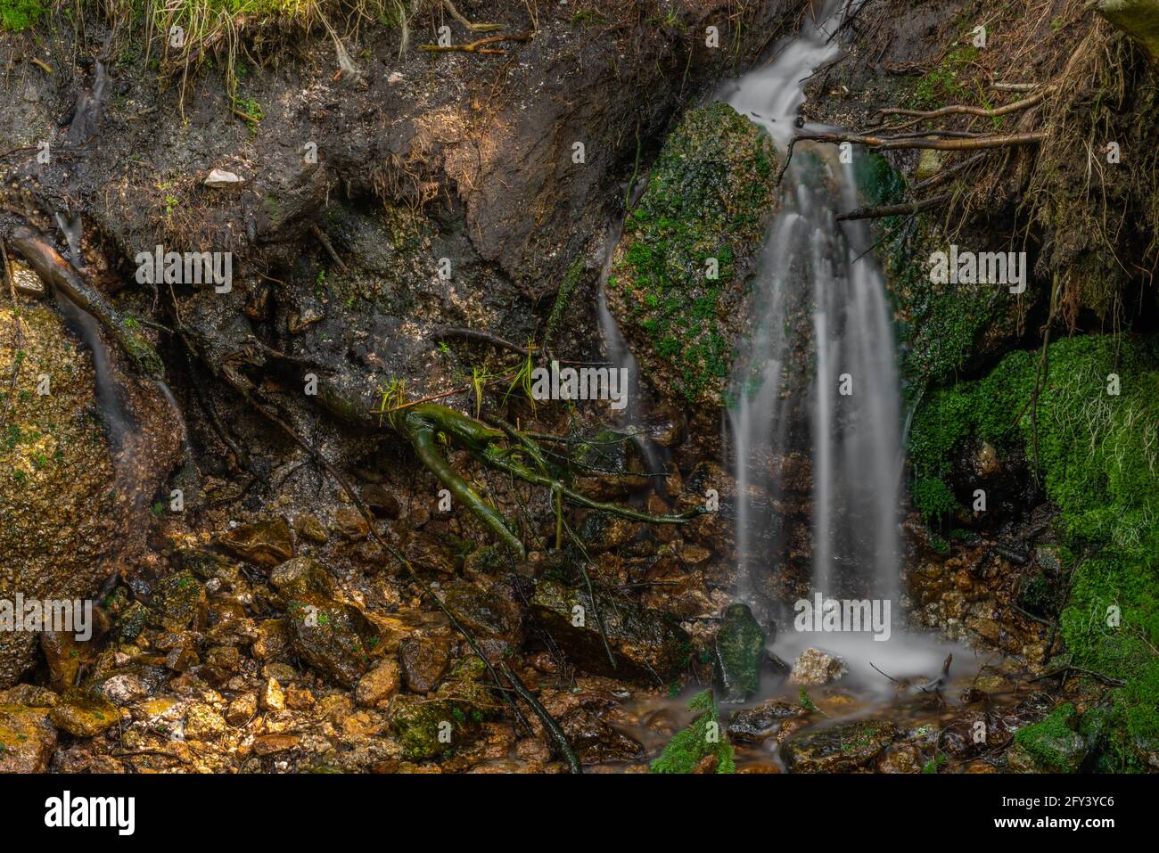 Small waterfall near Lisci valley in spring color fresh wet day Stock ...