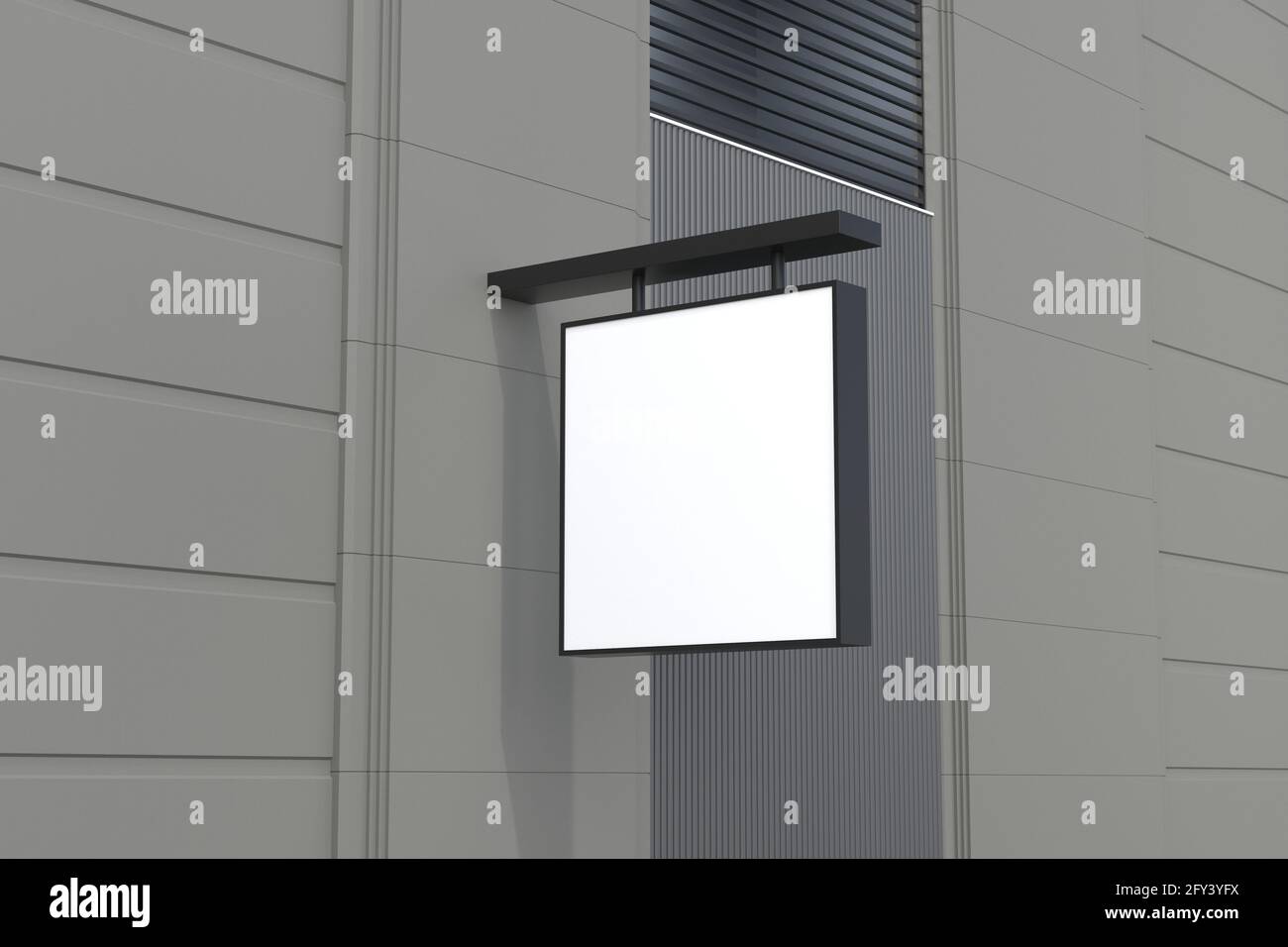 Closeup view of a blank square shaped billboard with a white space ...