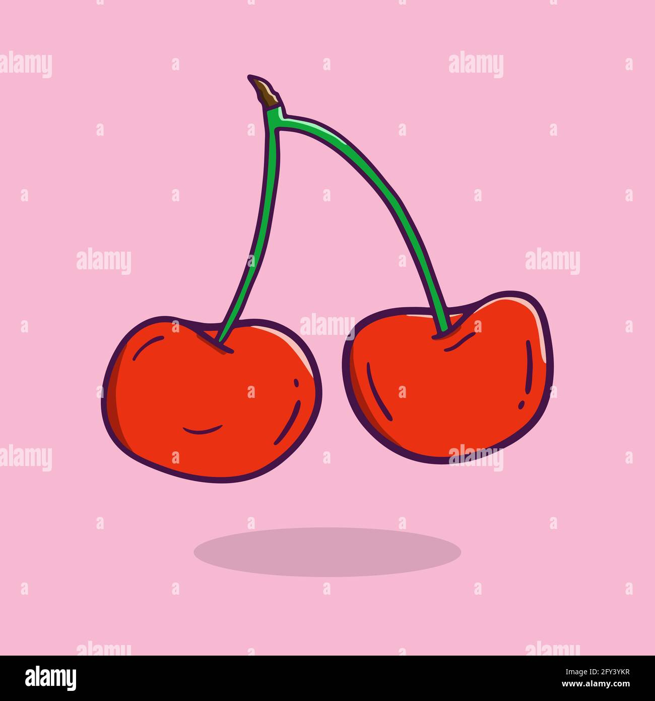 hand drawn fresh cherry in doodle style Stock Vector Image & Art - Alamy