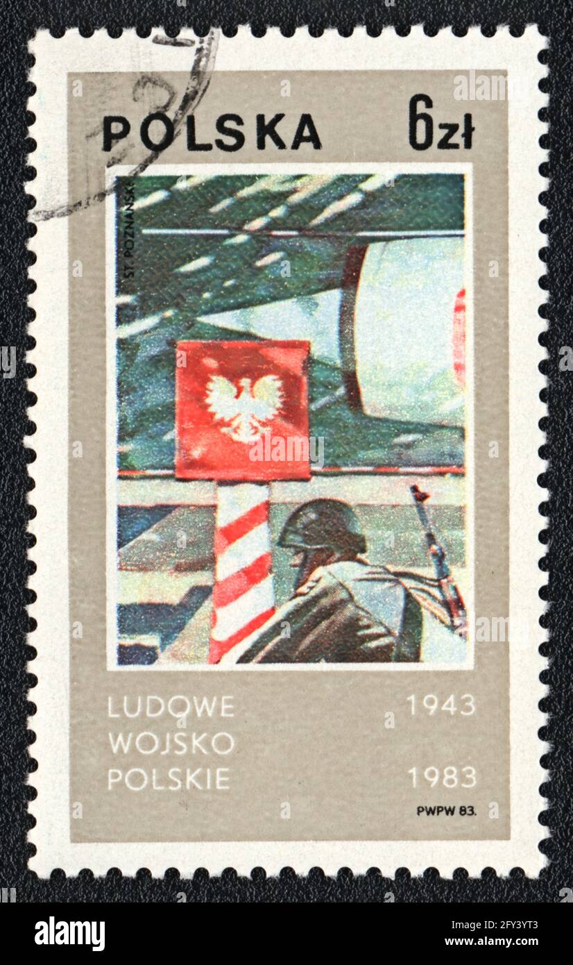 A stamp printed shows 40 Anniversary Polish people's army 1943-1983 ...