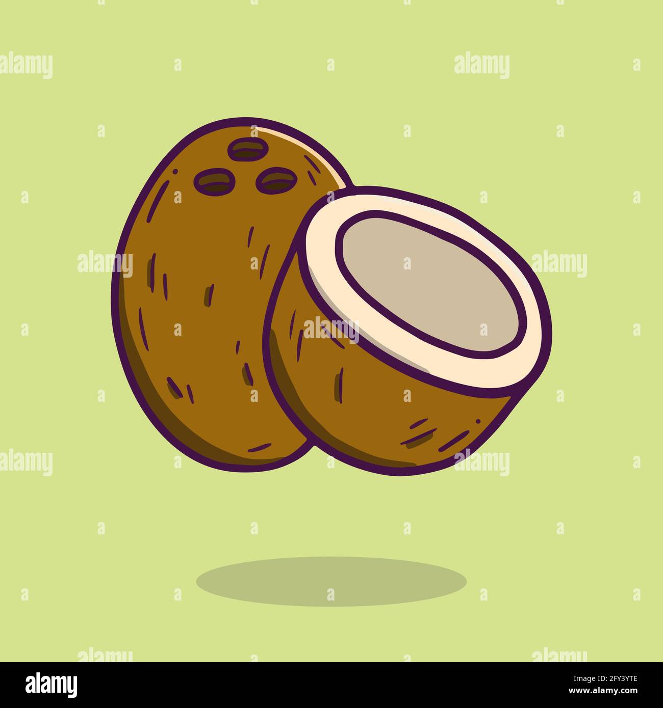 hand drawn fresh coconut in doodle style Stock Vector Image & Art - Alamy