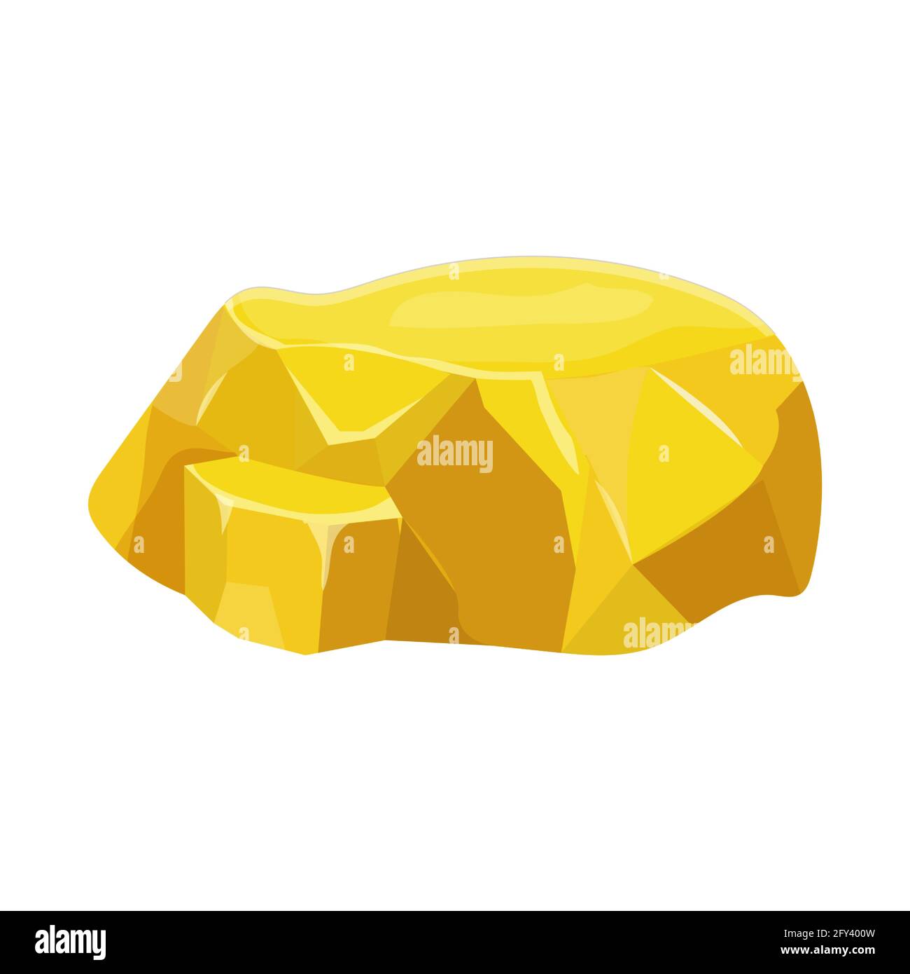 Gold nugget, mineral boulder in cartoon style isolated on white ...