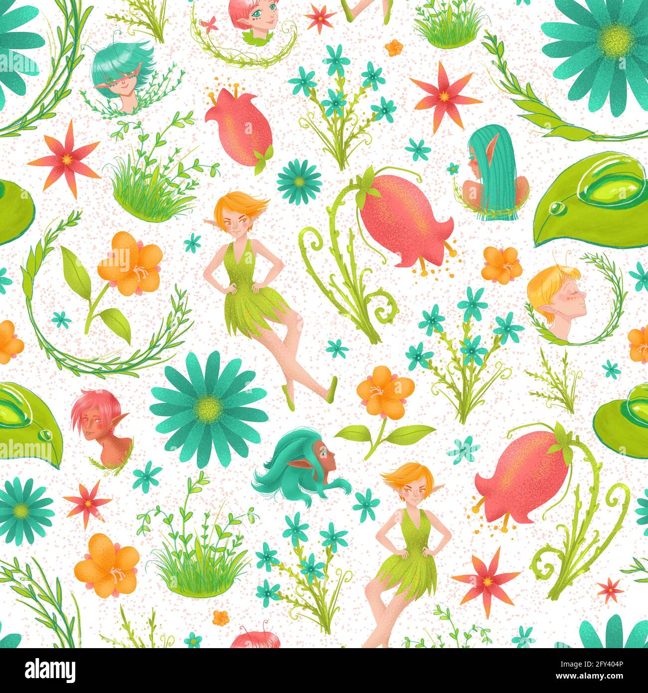 Digitally created illustration. Seamsless colorful pattern with funny ...