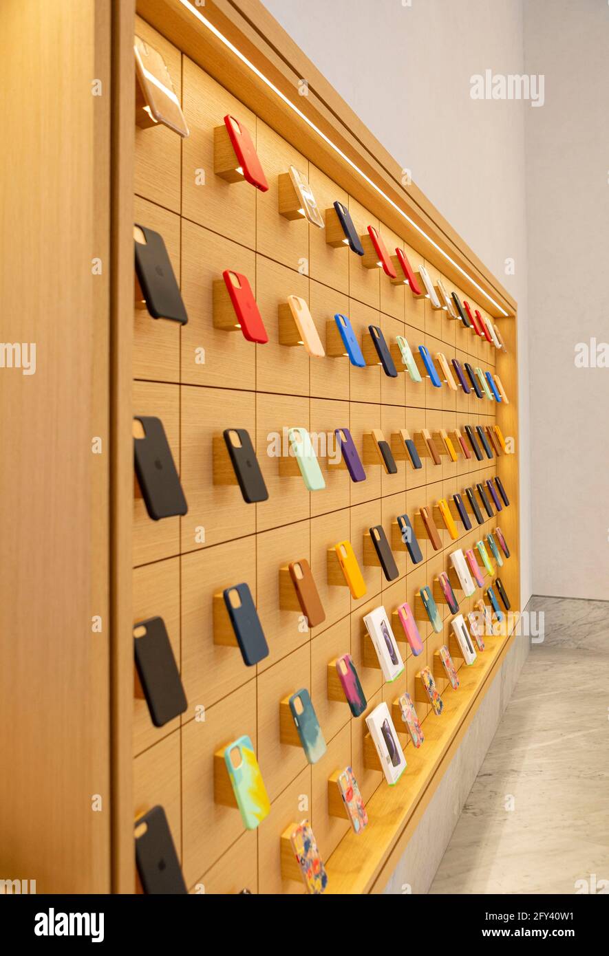 Rome, Italy. 27th May, 2021. A view of the interior of the new Apple ...