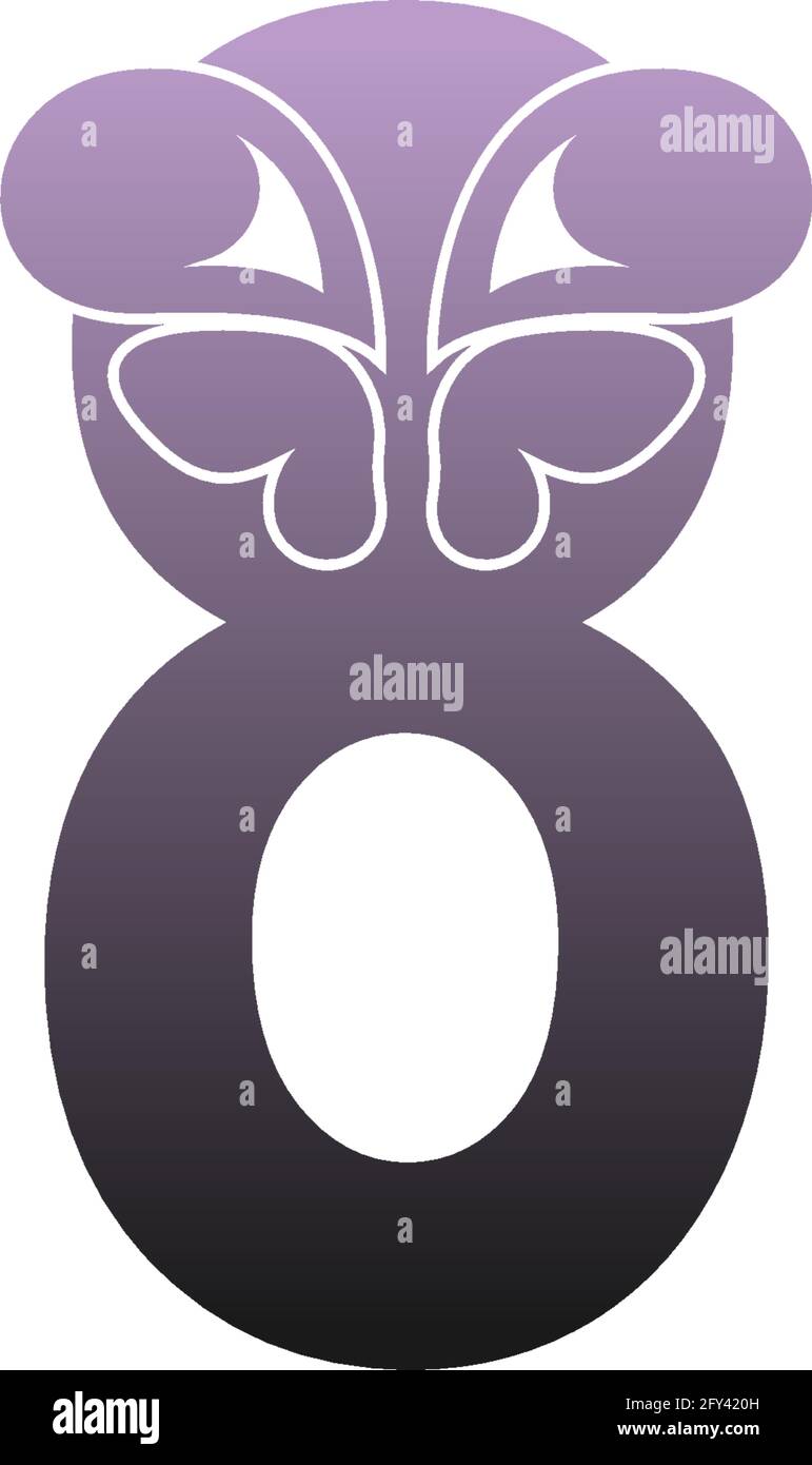 Number 8 with butterfly icon logo design vector template Stock Vector ...