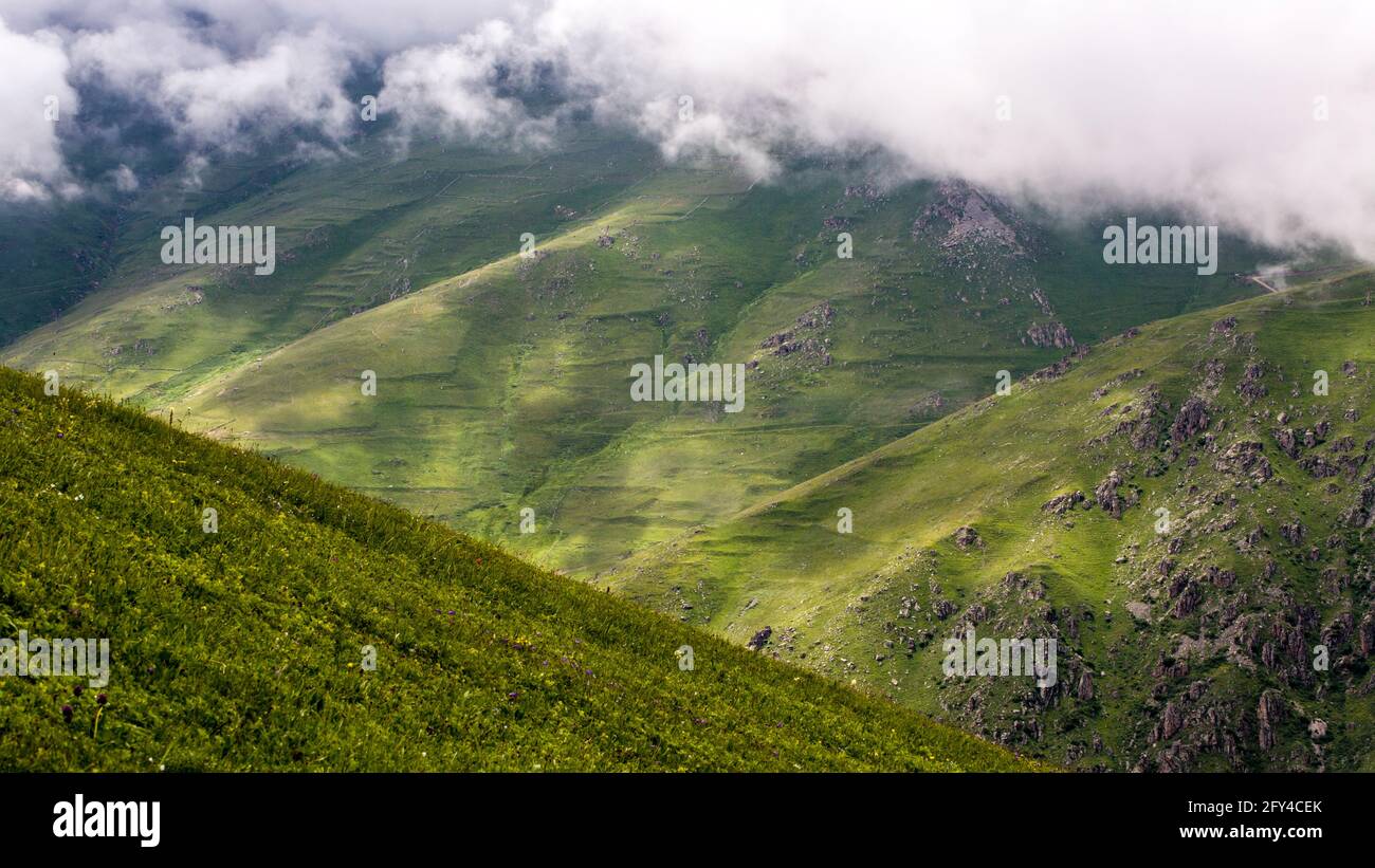 High resolution, magnificent mountain view captured from a high angle ...