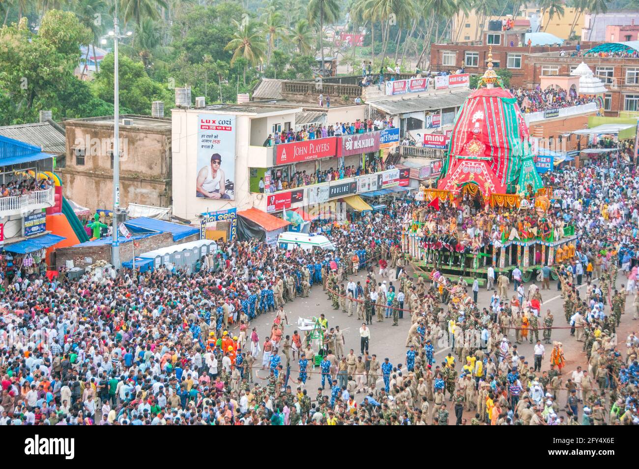 The picture shows an aerial view of Grand Road in Puri city. The ...