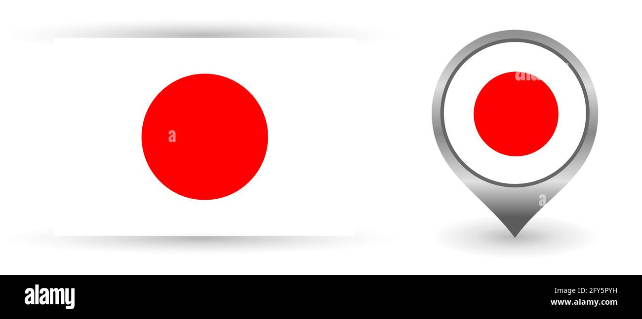 Vector flag Japan. Location point with flag Japan inside. Color symbol ...