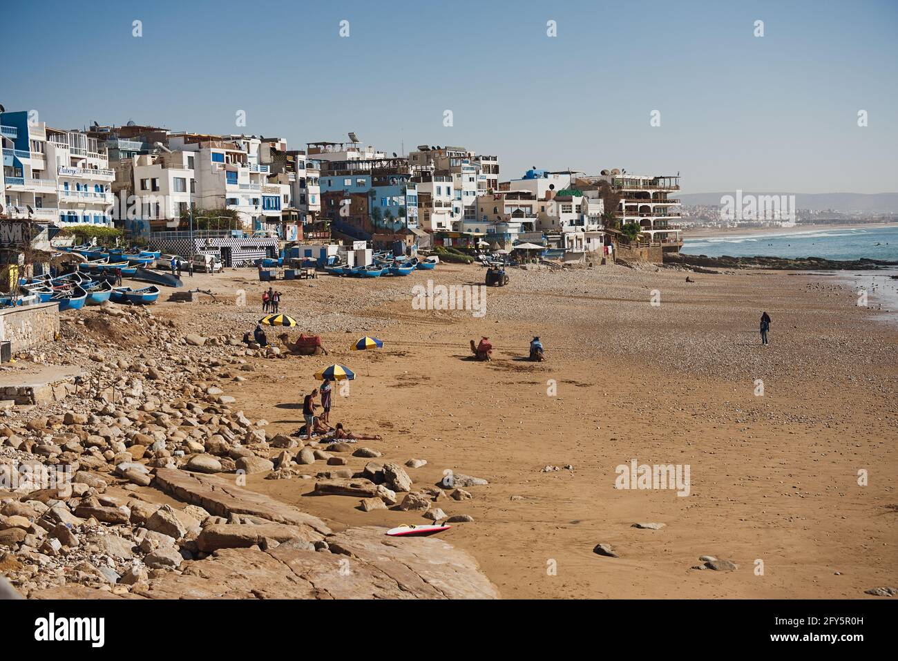 Dakhla, MOROCCO - JANUARY 19, 2020: white resort houses on the beach ...