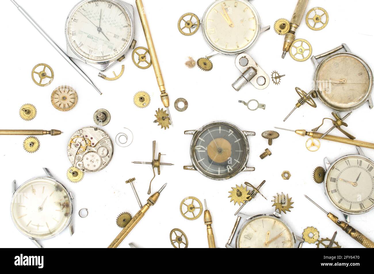 texture of the old mechanical details, wrist watch and tools Stock ...