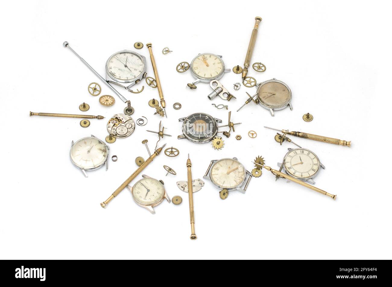 texture of the old mechanical details, wrist watch and tools Stock ...