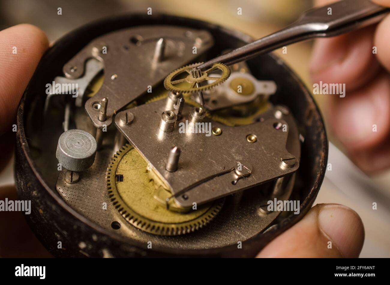 Repair of mechanical watches macro Stock Photo - Alamy