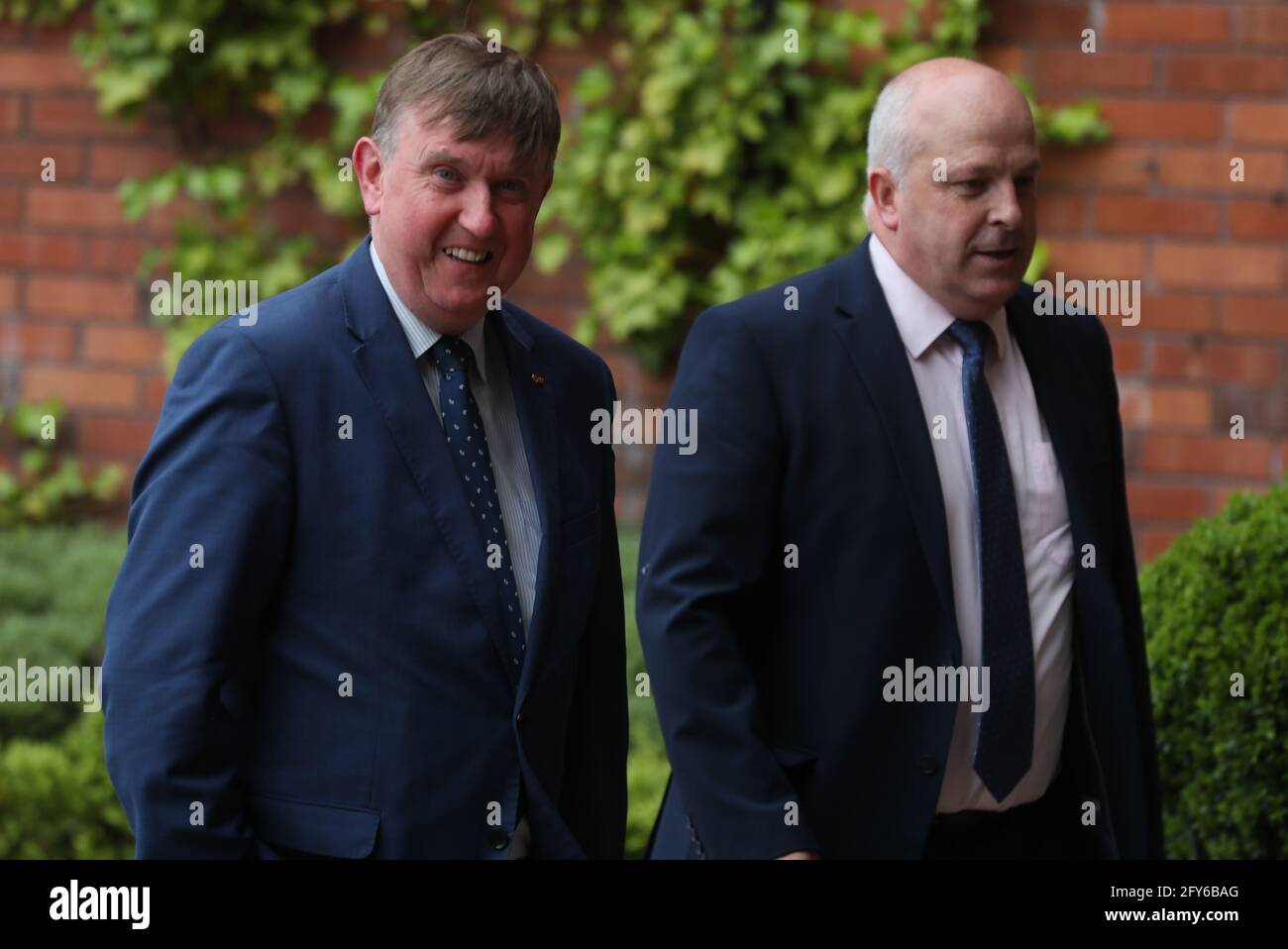 MLA Mervyn Storey (left) arriving for the DUP meeting to ratify Edwin ...