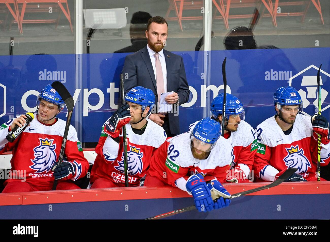 Riga, Latvia. 27th May, 2021. Czech coach Filip Pesan during the 2021 ...